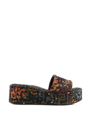 Fendi Embroidery-logo Platform Sandals - Brown