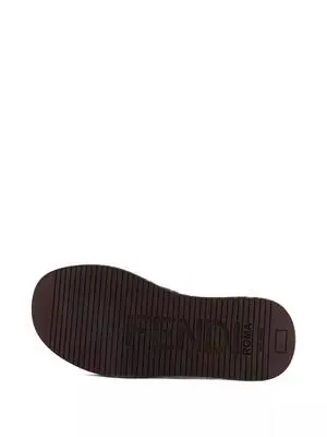 Fendi Embroidery-logo Platform Sandals - Brown