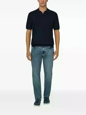 Boggi Milano Open-neck Knitted Polo Shirt