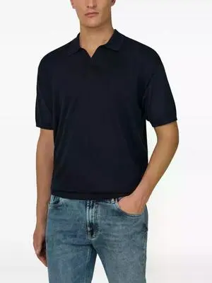 Boggi Milano Open-neck Knitted Polo Shirt
