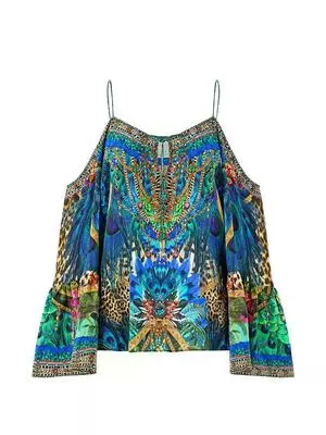 Camilla Printed Drop-shoulder Top