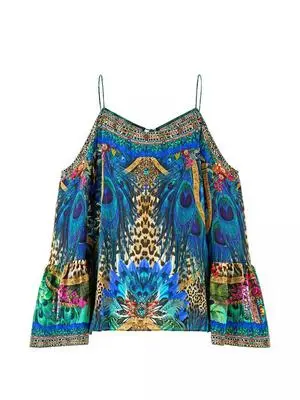 Camilla Printed Drop-shoulder Top