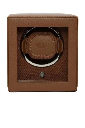 Wolf Cub Single Watch Winder With Cover Cognac
