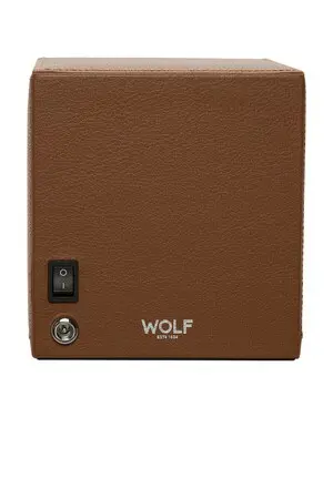 Wolf Cub Single Watch Winder With Cover - Cognac
