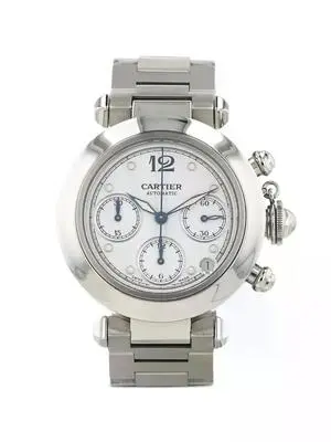 Cartier 1990s Chrono Pasha 36mm Watch - Silver