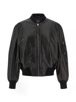Attico Ribbed Leather Bomber Jacket