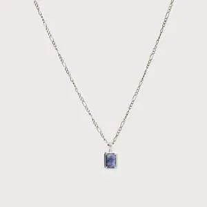 SERGE DENIMES Rectangular Blue Jasper Pendant Necklace - Silver