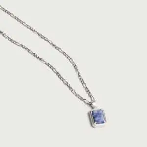 SERGE DENIMES Rectangular Blue Jasper Pendant Necklace