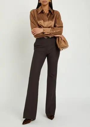 JOSEPH Paneled Silk Blouse - Rust
