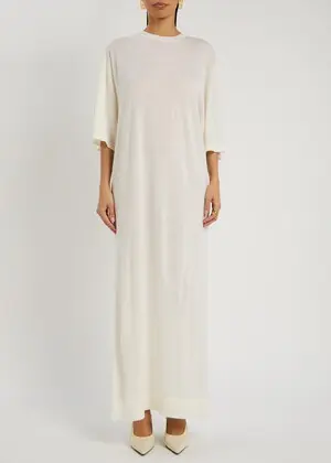 TOTEME Fine-knit Wool Maxi Tee Dress - Ecru