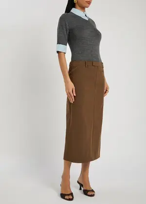 Staud Geo Layered Woven Midi Shirt Dress - Multicoloured
