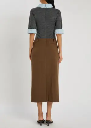 Staud Geo Layered Woven Midi Shirt Dress - Multicoloured