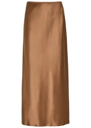JOSEPH Isaak Silk Midi Slip Skirt - Rust