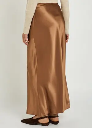 JOSEPH Isaak Silk Midi Slip Skirt - Rust