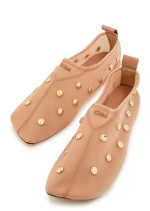 Chloé Rita Stud-embellished Mesh Ballet Flats
