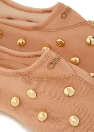 Chloé Rita Stud-embellished Mesh Ballet Flats