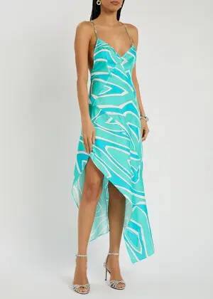 Emilio Pucci Printed Silk-twill Midi Dress - Turquoise