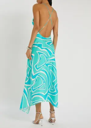 Emilio Pucci Printed Silk-twill Midi Dress - Turquoise
