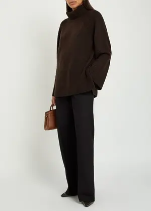 JOSEPH Lotus Roll-neck Cashmere Jumper - Brown