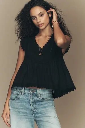RAISONNEL Cotton Scalloped Top