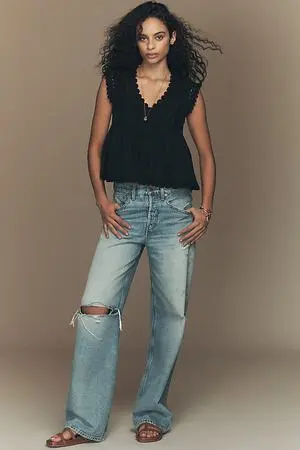 RAISONNEL Cotton Scalloped Top