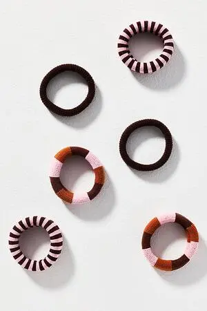 Anthropologie Set Of Striped Hair Ties - Pink Pattern