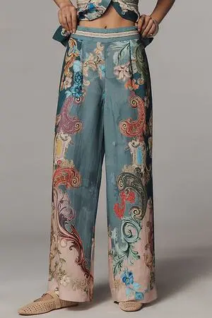 RANNA GILL Printed Pull-on Pants