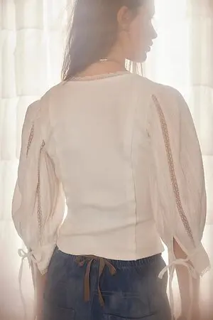 Free People Sumner Lace Blouse - Clean Ivory