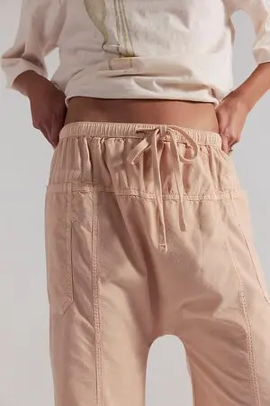 Free People Cotton-poplin Harem Pants - Apricot Cream