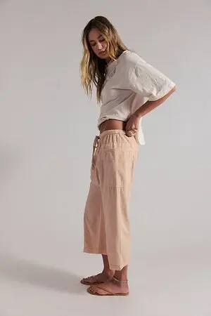 Free People Cotton-poplin Harem Pants - Apricot Cream