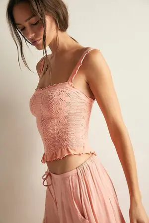 Free People Frill Square Neck Tank Top - Peachie Pie