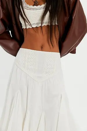 Free People Fp One Frida Godet Midi Skirt - Ivory