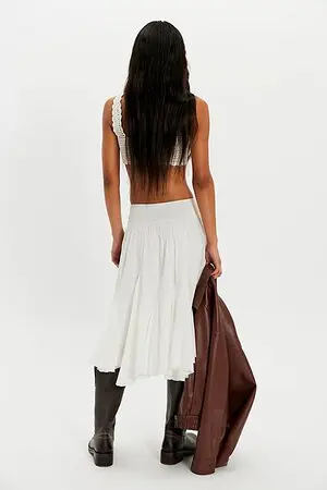 Free People Fp One Frida Godet Midi Skirt - Ivory