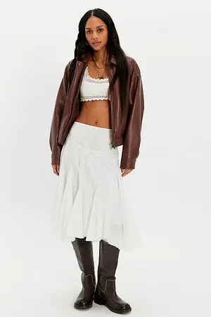 Free People Fp One Frida Godet Midi Skirt - Ivory