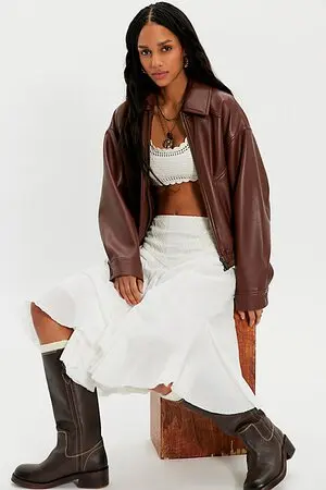 Free People Fp One Frida Godet Midi Skirt - Ivory