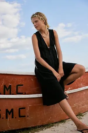 Free People Tidebreaker Midi Dress - Black