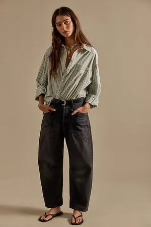 Free People Minimalist Moxie Barrel Jeans - Storm