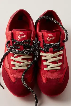 Women's Crimson Suede Lace-Up Sneakers