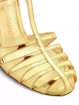 FERRAGAMO Buckle Stiletto Sandals - Gold