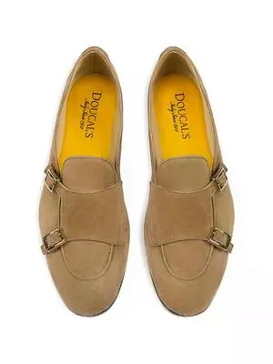 DOUCAL'S Teddy Suede Double-buckle Loafers - Neutrals