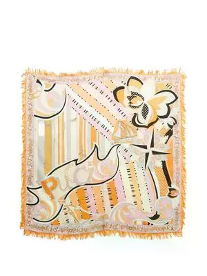Emilio Pucci Fringed Silk Scarf - Neutrals
