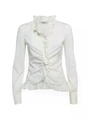 CH CH WHITE SHIRT Long-sleeve Ruffle Shirt