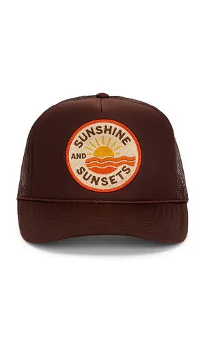 FRIDAY FEELIN Sunshine & Sunsets Trucker Hat - Brown