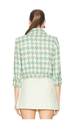 L'Agence Jia Cropped Houndstooth Tweed Jacket