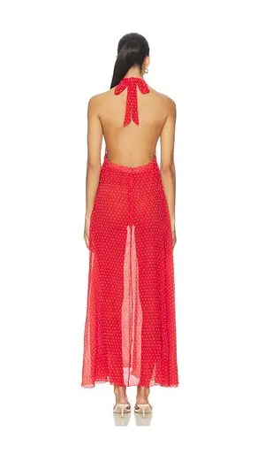 Lioness Halterneck Maxi Dress - Red