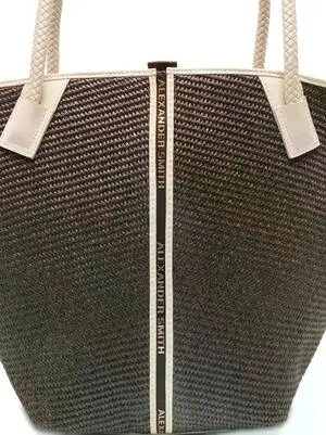 ALEXANDER SMITH Lauren Woven Handle Tote Bag - Brown