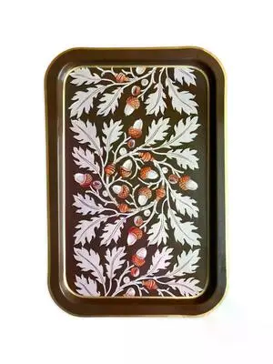 LES-OTTOMANS Leaf-motif Tray - Brown