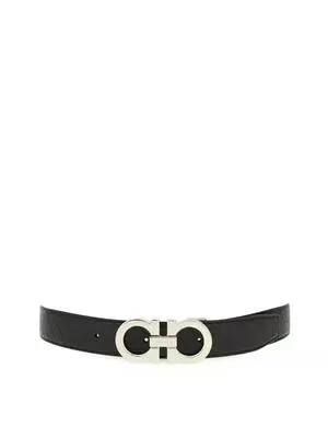 FERRAGAMO Reversible Gancini Buckle Belt - Black