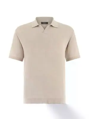 Boggi Milano Cotton And Silk Knitted Polo Shirt
