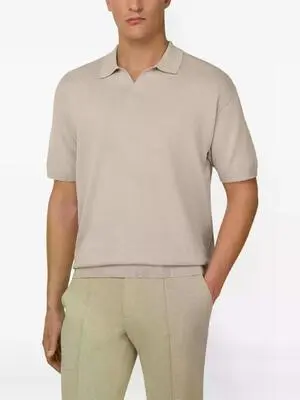 Boggi Milano Cotton And Silk Knitted Polo Shirt